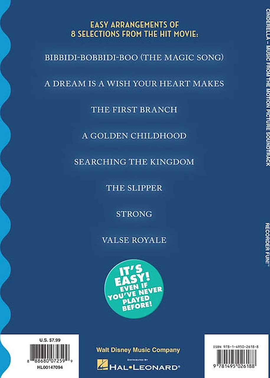 Hal Leonard Cinderella Music From The Motion Picture Recorder Fun (book ...