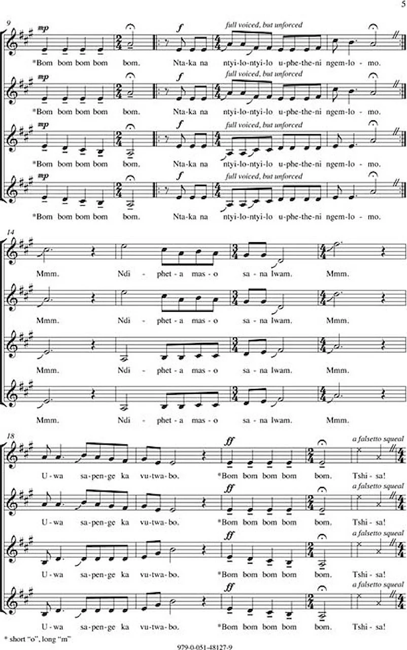 Dubula (cme in High Voice) SSAA a Cappella Arranged by Stephen Hatfield ...