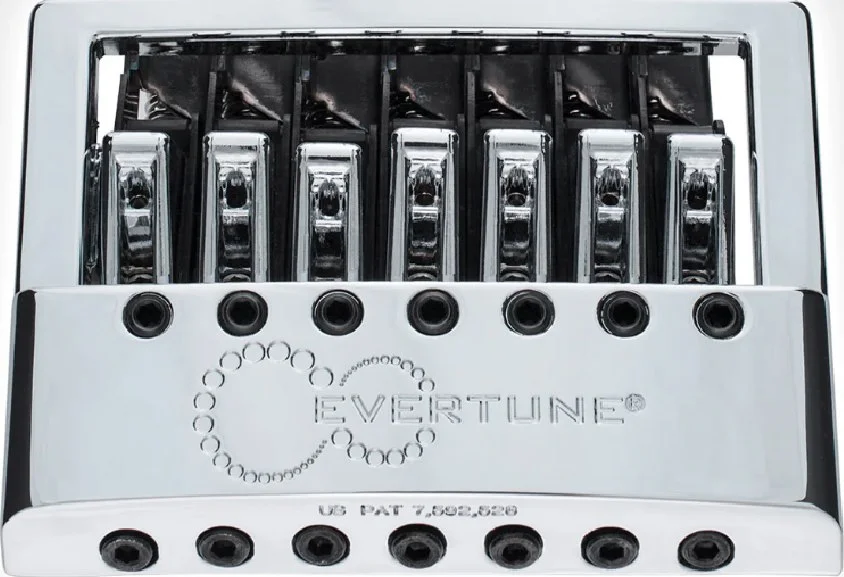 Evertune F Model 7 String Bridge for Strat Style Guitars Chrome ...