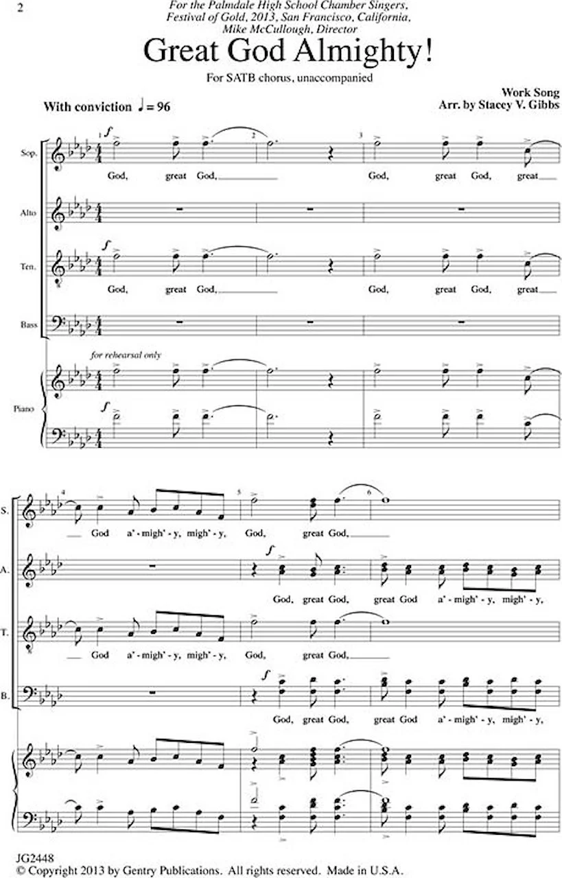 Great God Almighty SSAATTBB a Cappella Arranged by Stacey V. Gibbs for ...