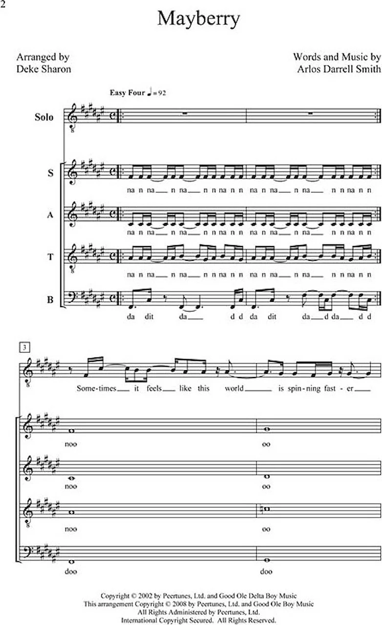 Mayberry SATB and Solo a Cappella by Rascal Flatts Deke Sharon for sale ...