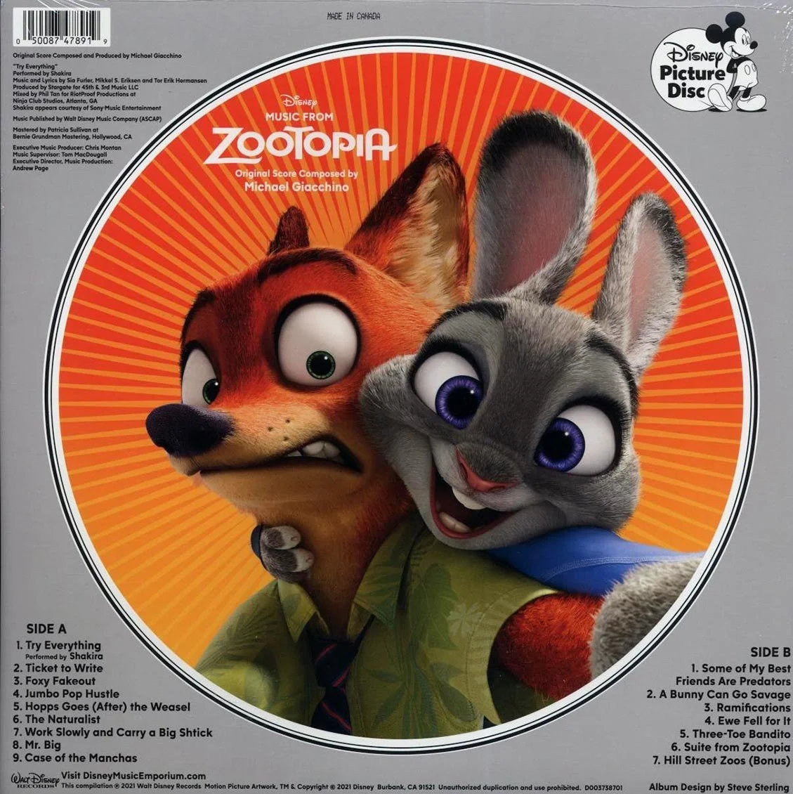 Michael Giacchino - Music From Zootopia: Original Score (die-cut jacket ...