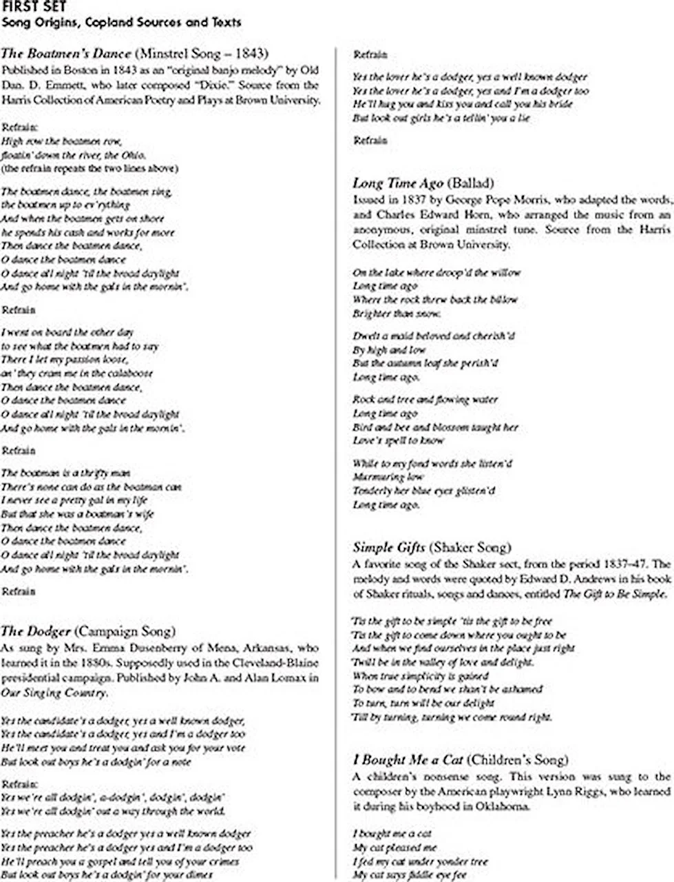 Old American Songs (cello and Piano) Chamber Music Series Softcover ...