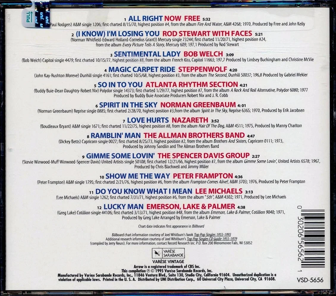 Peter Frampton, Rod Stewart, The Allman Brothers Band, Nazareth, Etc ...