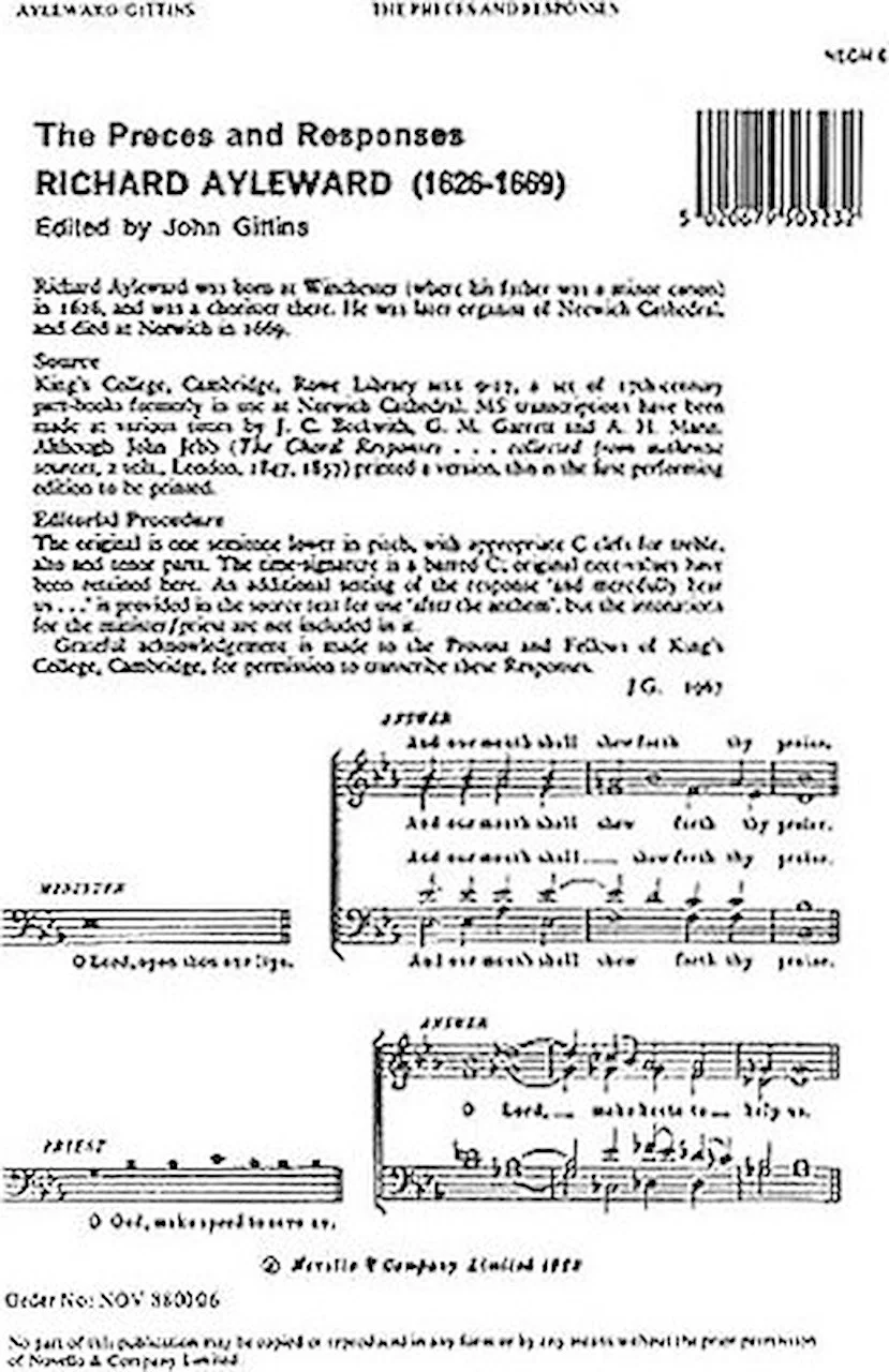 Preces and Responses SATB Composed by Michael Nicholas for sale online ...