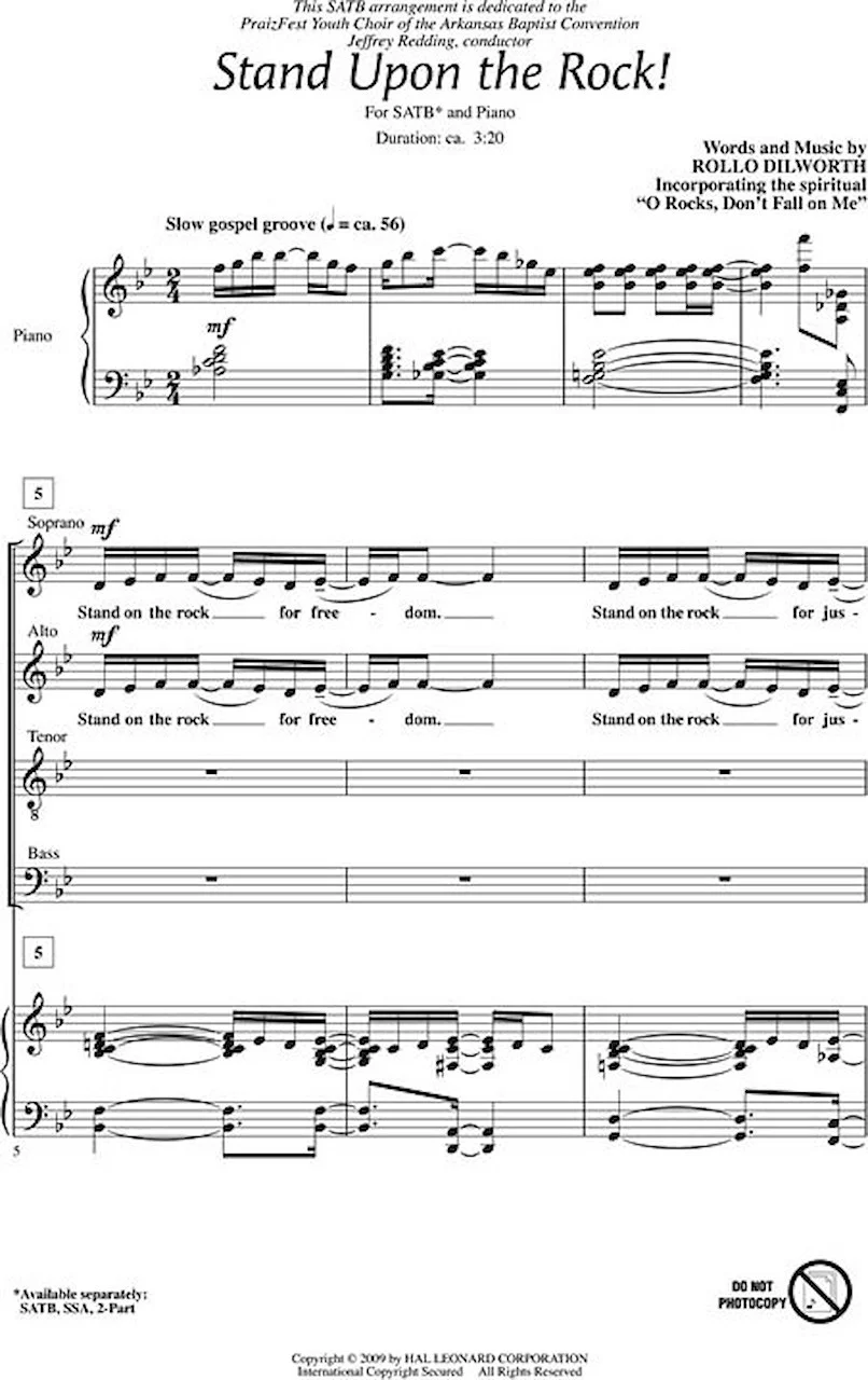 Stand Upon The Rock (with O Rocks Don't Fall on Me) SATB for sale ...