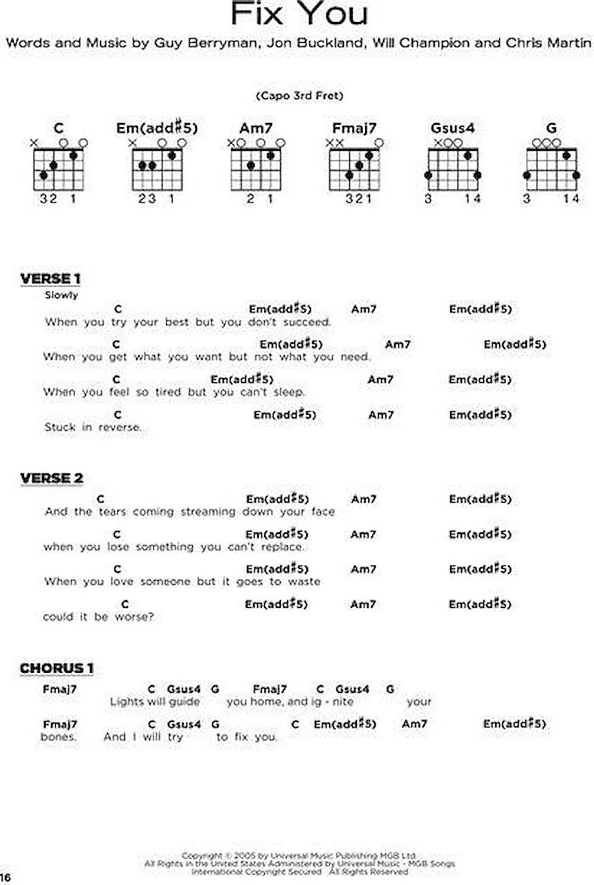 Fix You Guitar Chords