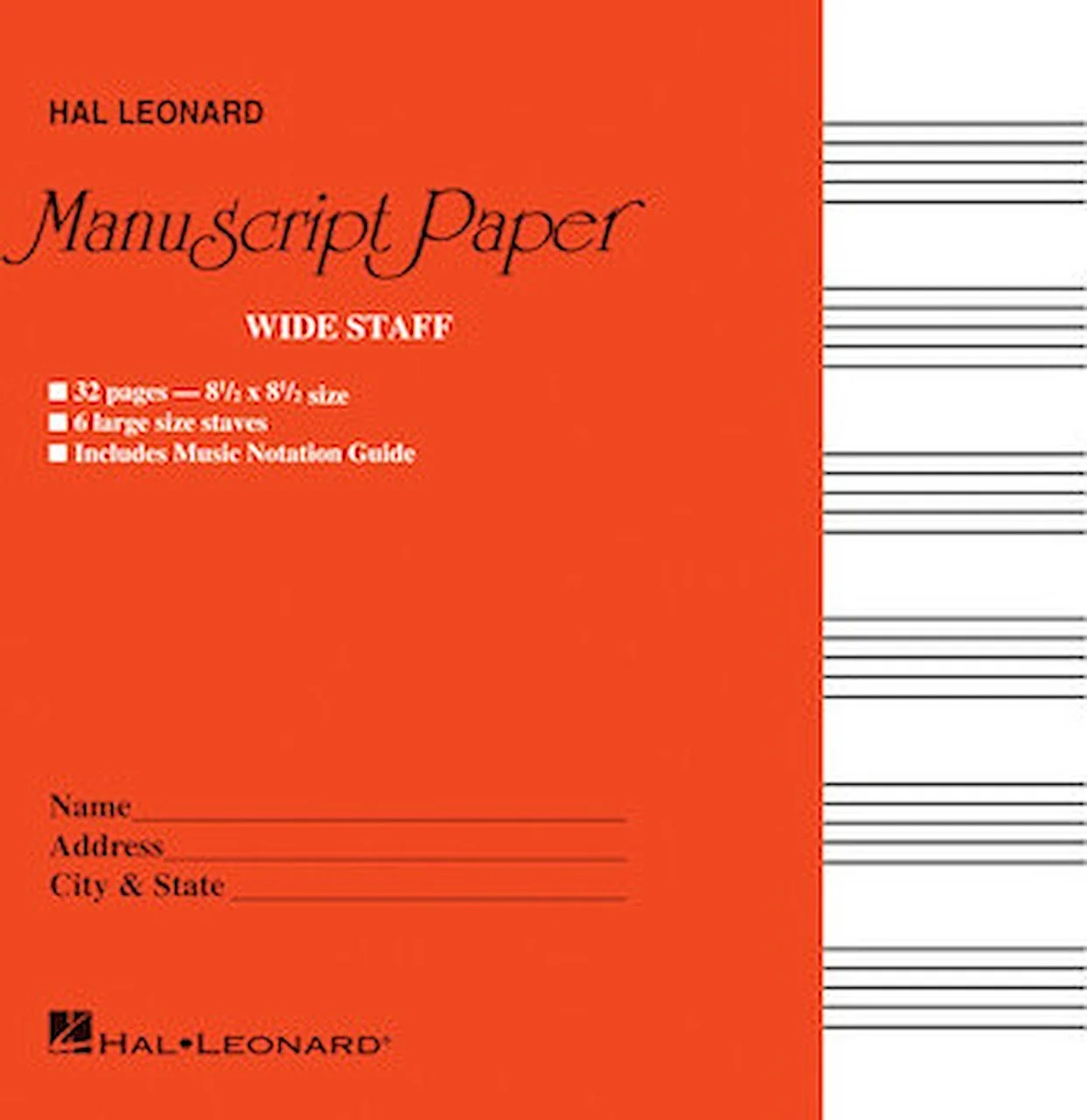 Wide Staff Manuscript Paper (Red Cover) | Capital Music Gear